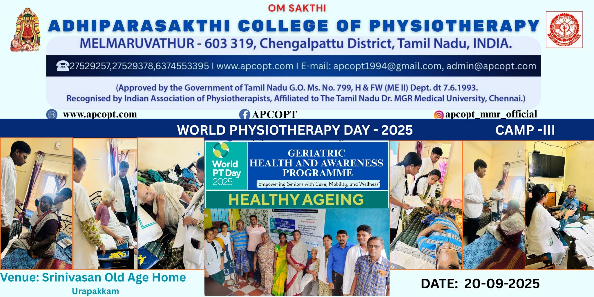 World Physiotherapy Day 2025 – Geriatric Camp III: 20-09-25 – apcopt.com